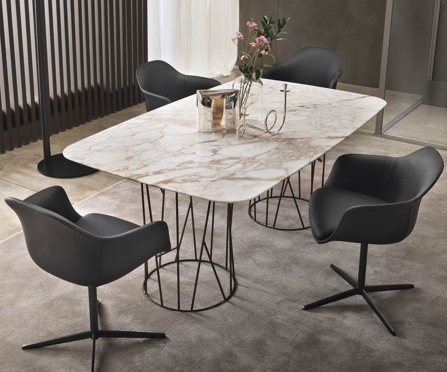 Marelli Twig Marmor Eiche Design Esstisch rund rechteckig
