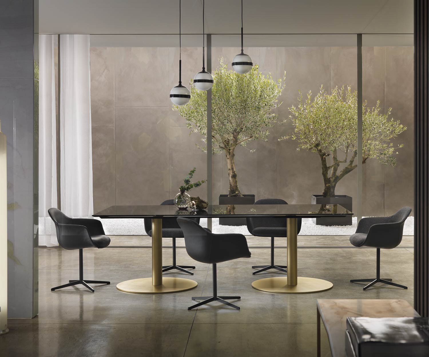 Marelli Design Esstisch Break Marmor Glas Weiß Schwarz Grau